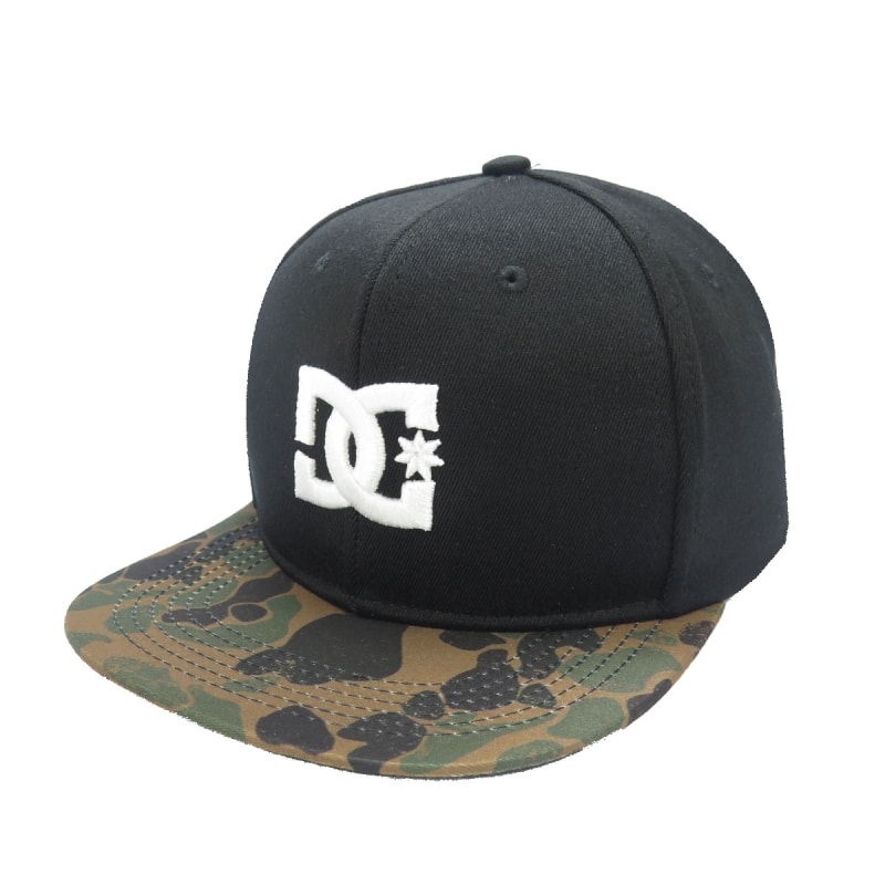 Boné DC Preto/Camuflado Aba Reta Snap-Back - Back Wash