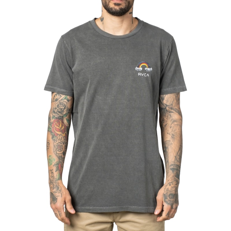 Camiseta RVCA Rainbow Connection Preta os melhores preços | Clique e ...