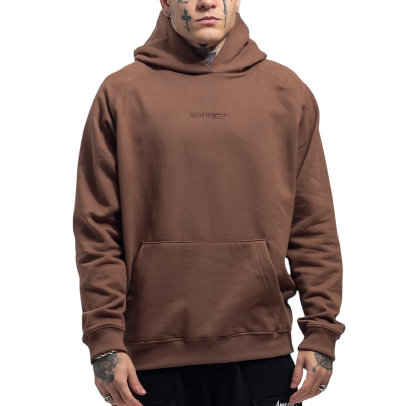 Moletom Oversized Canguru Approve Monochromatic Marrom os melhores ...